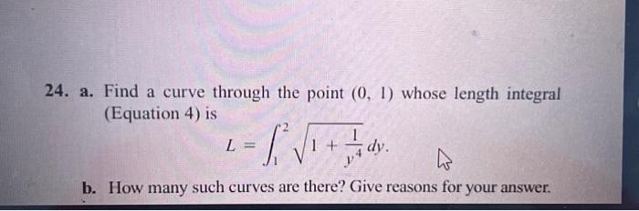 24. a. Find a curve through the point (0,1) whose | Chegg.com