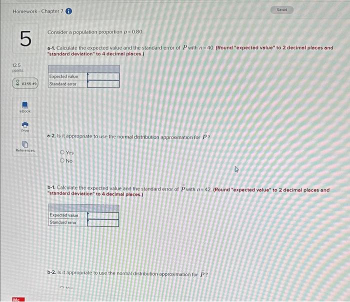 Solved Consider a population proportion ρ=0.80 Q-1. | Chegg.com