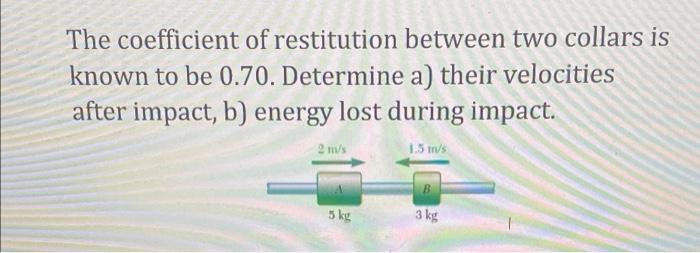 Solved The coefficient of restitution between two collars is | Chegg.com
