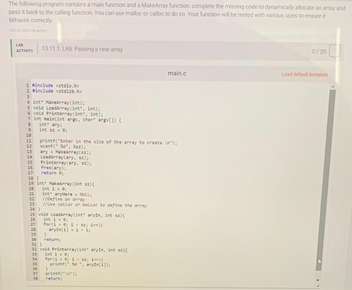 Solved The following program contains a main function and a | Chegg.com