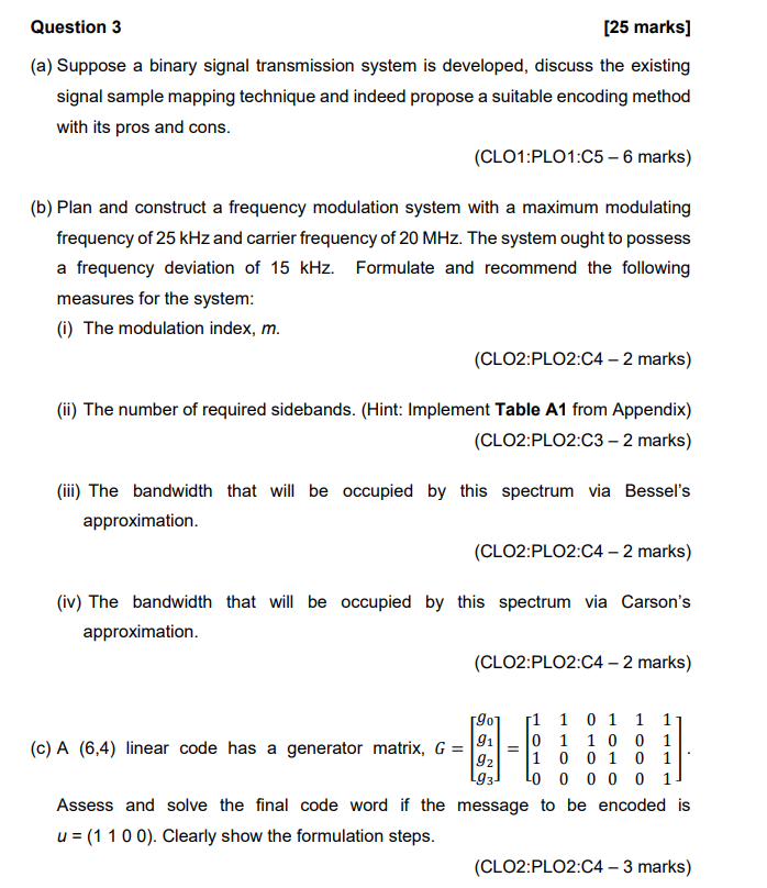 Solved Question 3[25 ﻿marks](a) ﻿Suppose a binary signal | Chegg.com
