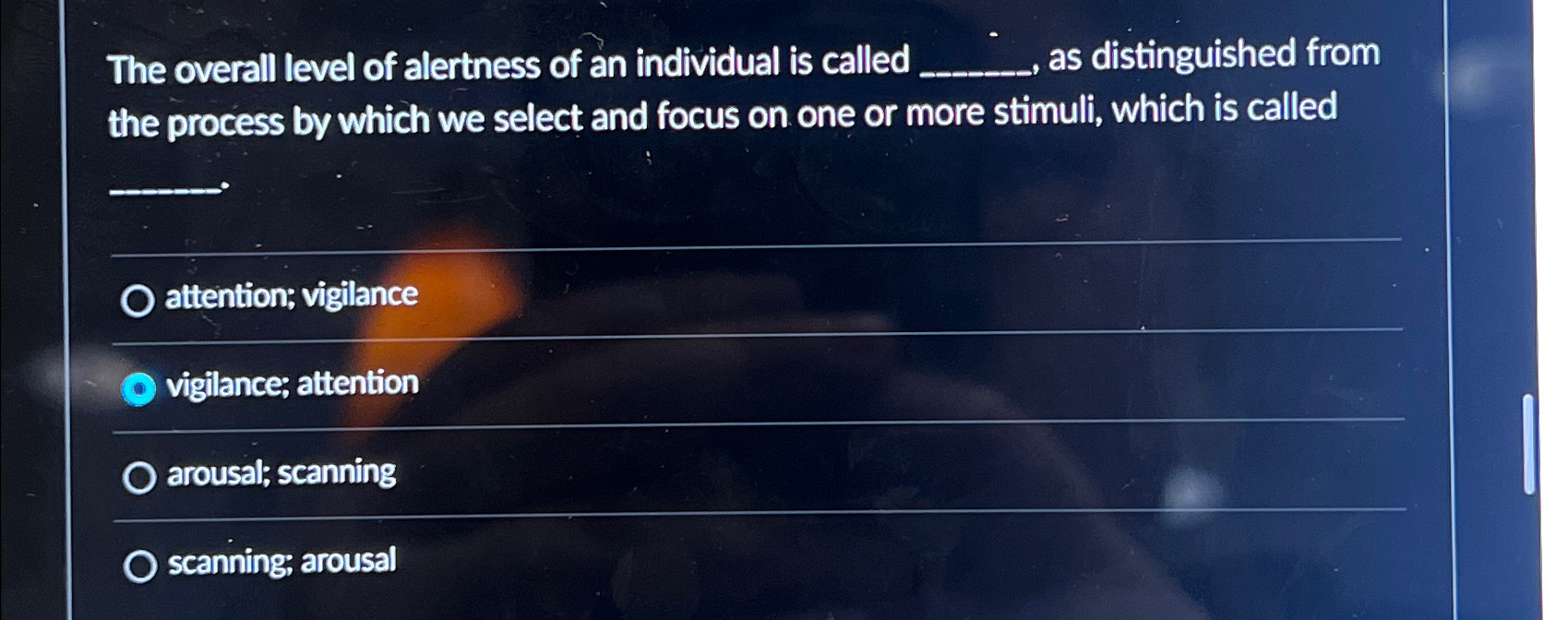 Solved The overall level of alertness of an individual is | Chegg.com