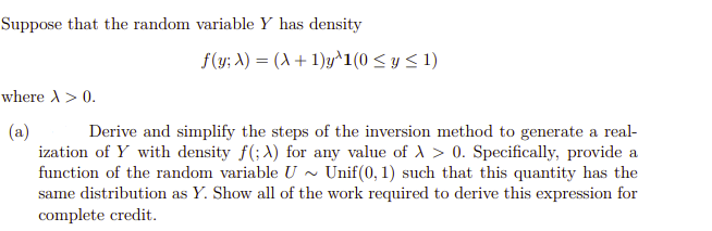 Solved Suppose that the random variable Y ﻿has | Chegg.com