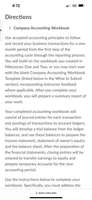 Directions I. Company Accounting Workbook Use | Chegg.com