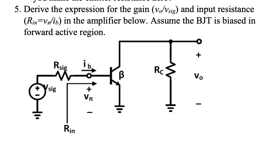 Solved Derive the expression for the gain (vovsig) ﻿and | Chegg.com