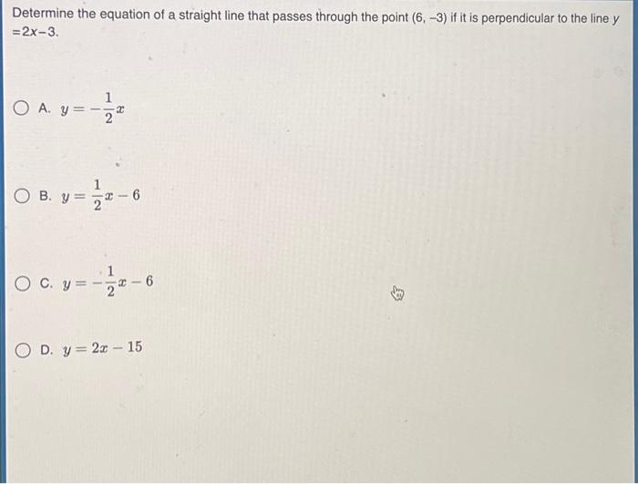 Solved Determine the equation of a straight line that passes | Chegg.com