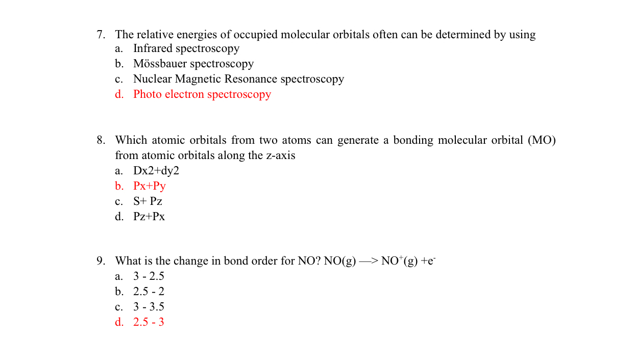 Solved The relative energies of occupied molecular orbitals | Chegg.com