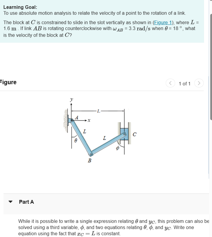 Solved Learning Goal:To use absolute motion analysis to | Chegg.com