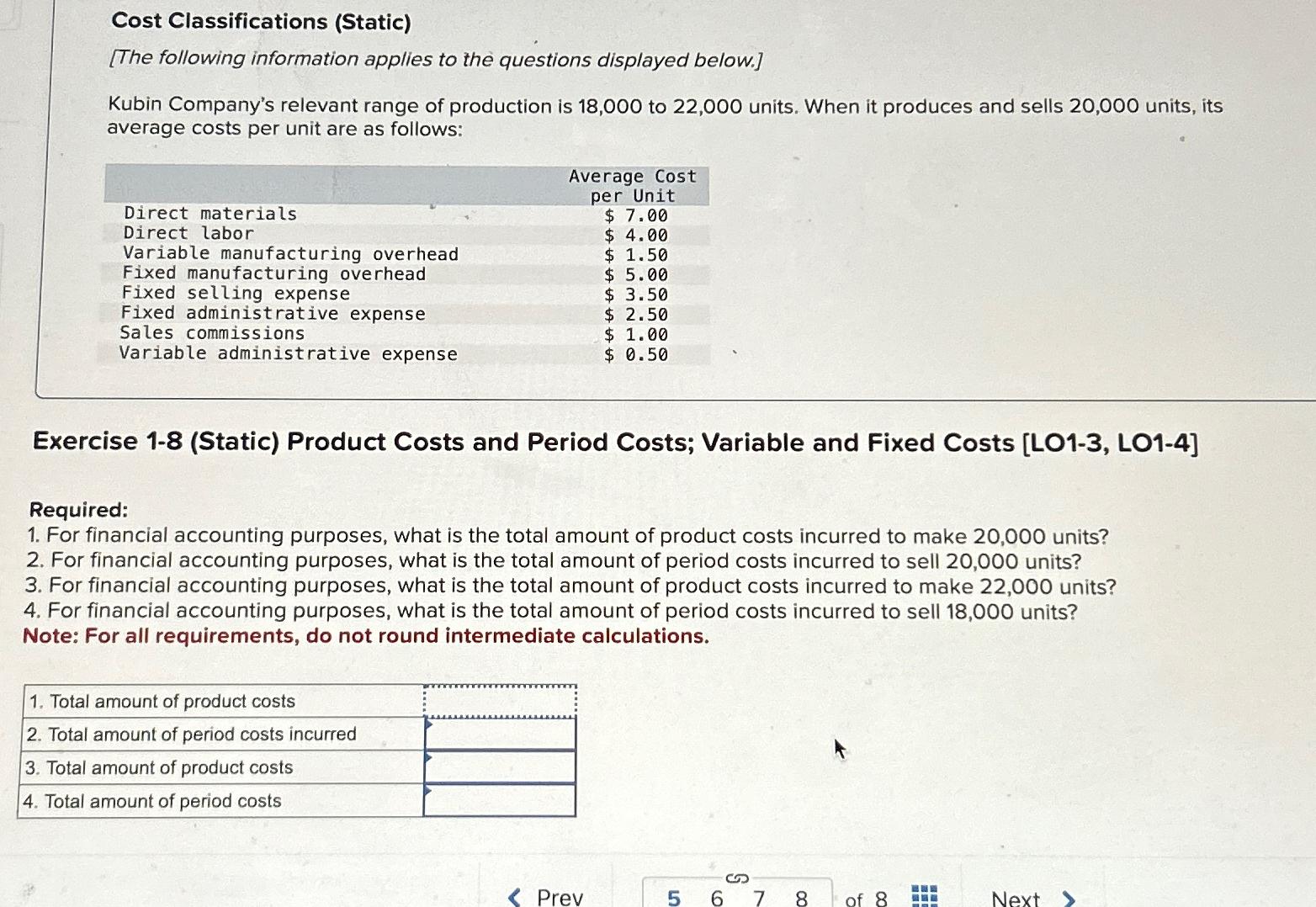 Solved Cost Classifications (Static)[The following | Chegg.com