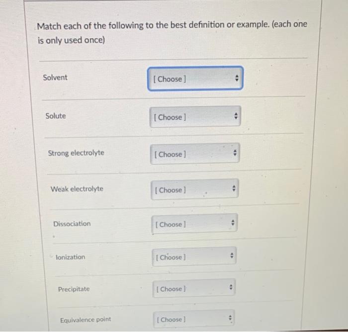 Solved Match each of the following to the best definition or | Chegg.com