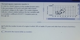 Solved The leasl-squares regression oquation | Chegg.com