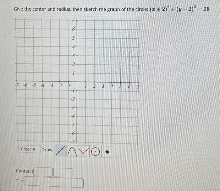 Solved Give the center and radius, then sketch the graph of | Chegg.com