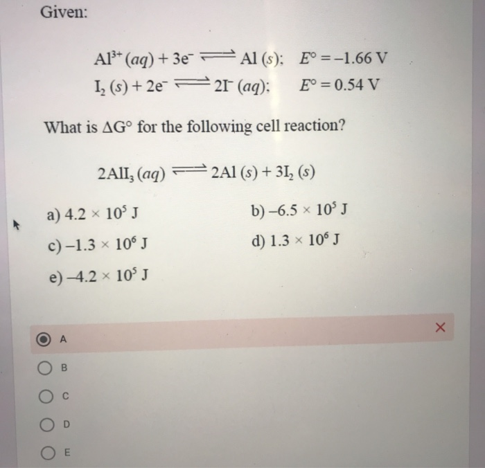 Solved If you wanted to use the formula, ÁG° = - NFE", to | Chegg.com