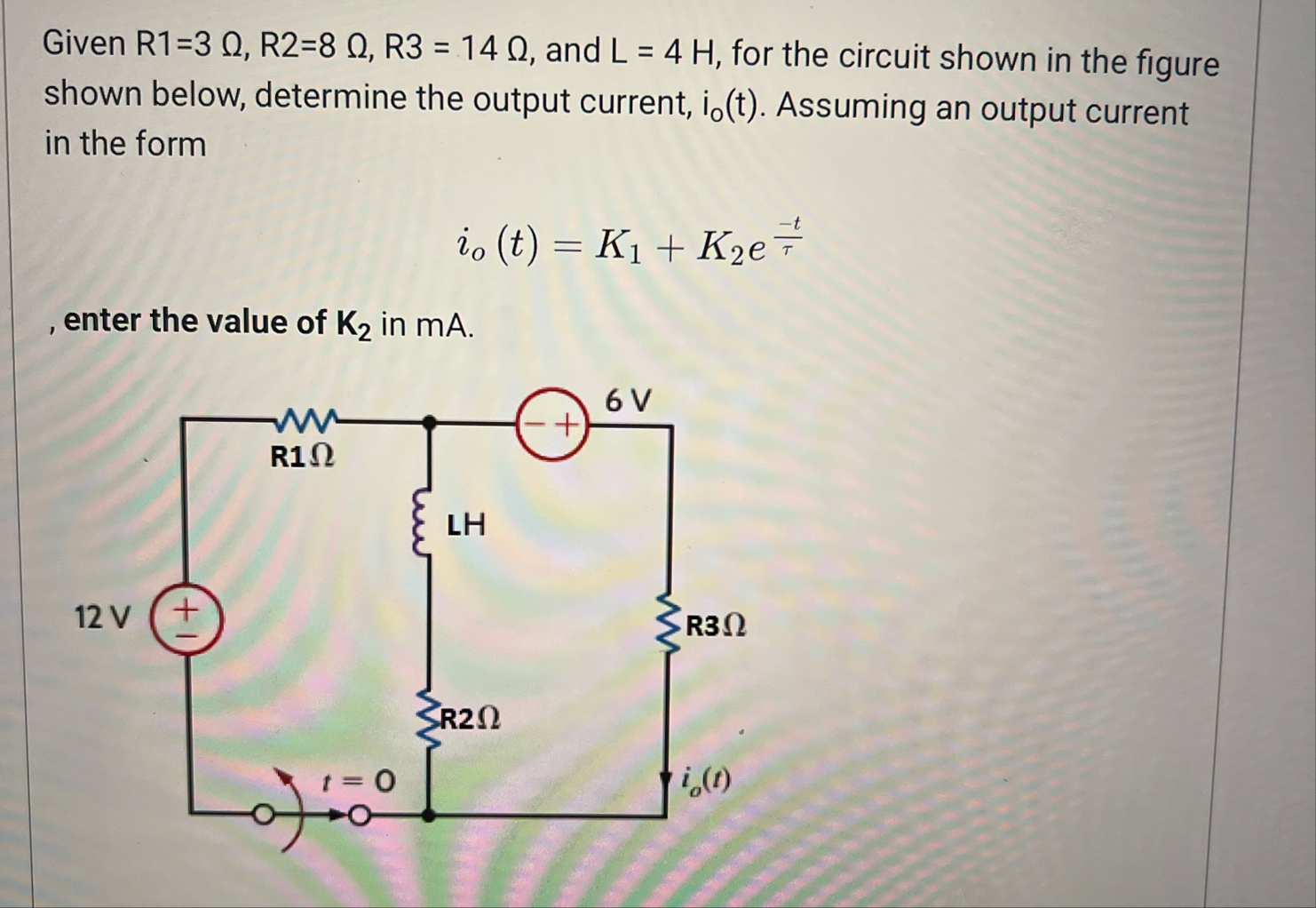 Solved Given R1=3Ω,R2=8Ω,R3=14Ω, ﻿and L=4H, ﻿for the circuit | Chegg.com