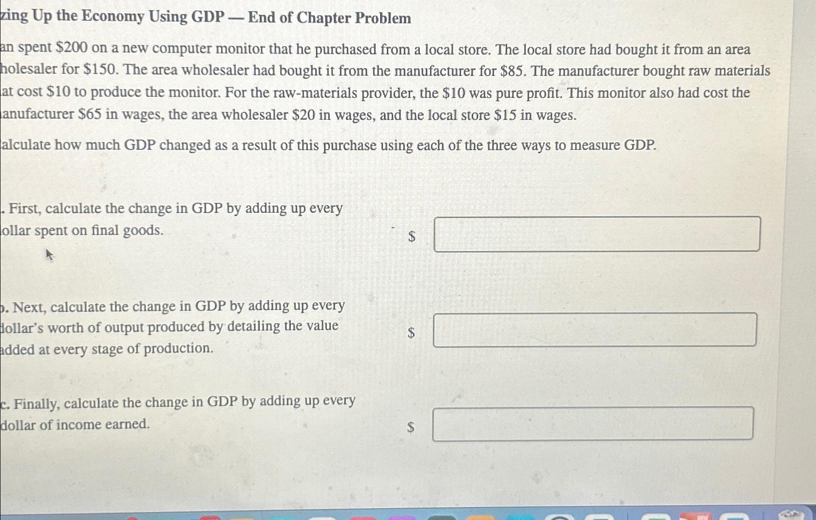 Solved zing Up the Economy Using GDP - ﻿End of Chapter | Chegg.com