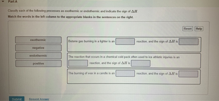 Solved Part A Classify each of the following processes as | Chegg.com
