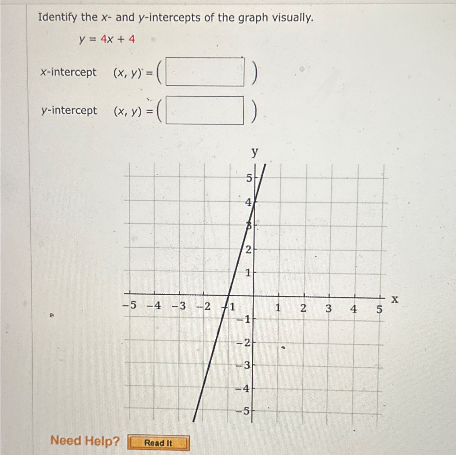 Solved Identify the x - ﻿and y-intercepts of the graph | Chegg.com