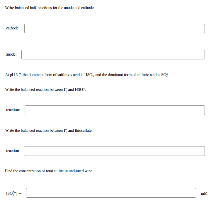 Solved Coulometric titration of sulfite in wine. ?65 ﻿Sulfur | Chegg.com