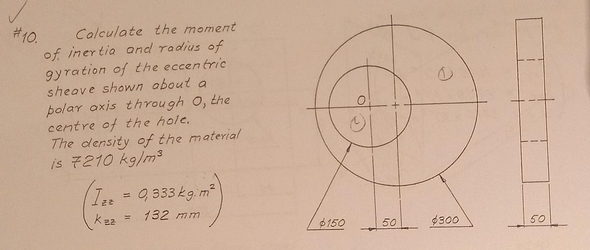Solved #10. Calculate the moment of inertia and radius of | Chegg.com