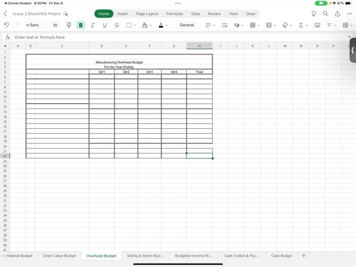 please help me find (1) Overhead budget and(2) | Chegg.com