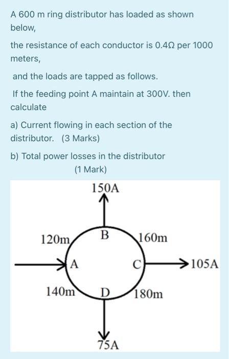 Solved A 600 m ring distributor has loaded as shown below, | Chegg.com
