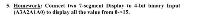 Solved 5. Homework: Connect two 7-segment Display to 4-bit | Chegg.com