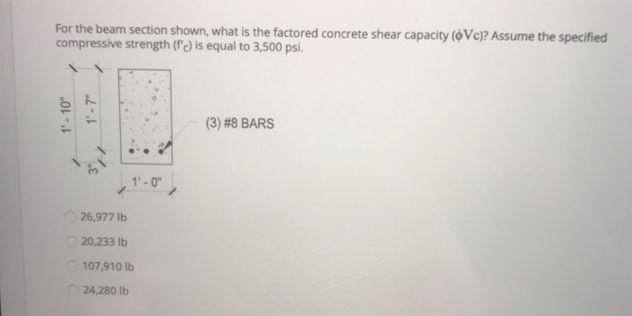 Solved For the beam section shown, what is the factored | Chegg.com