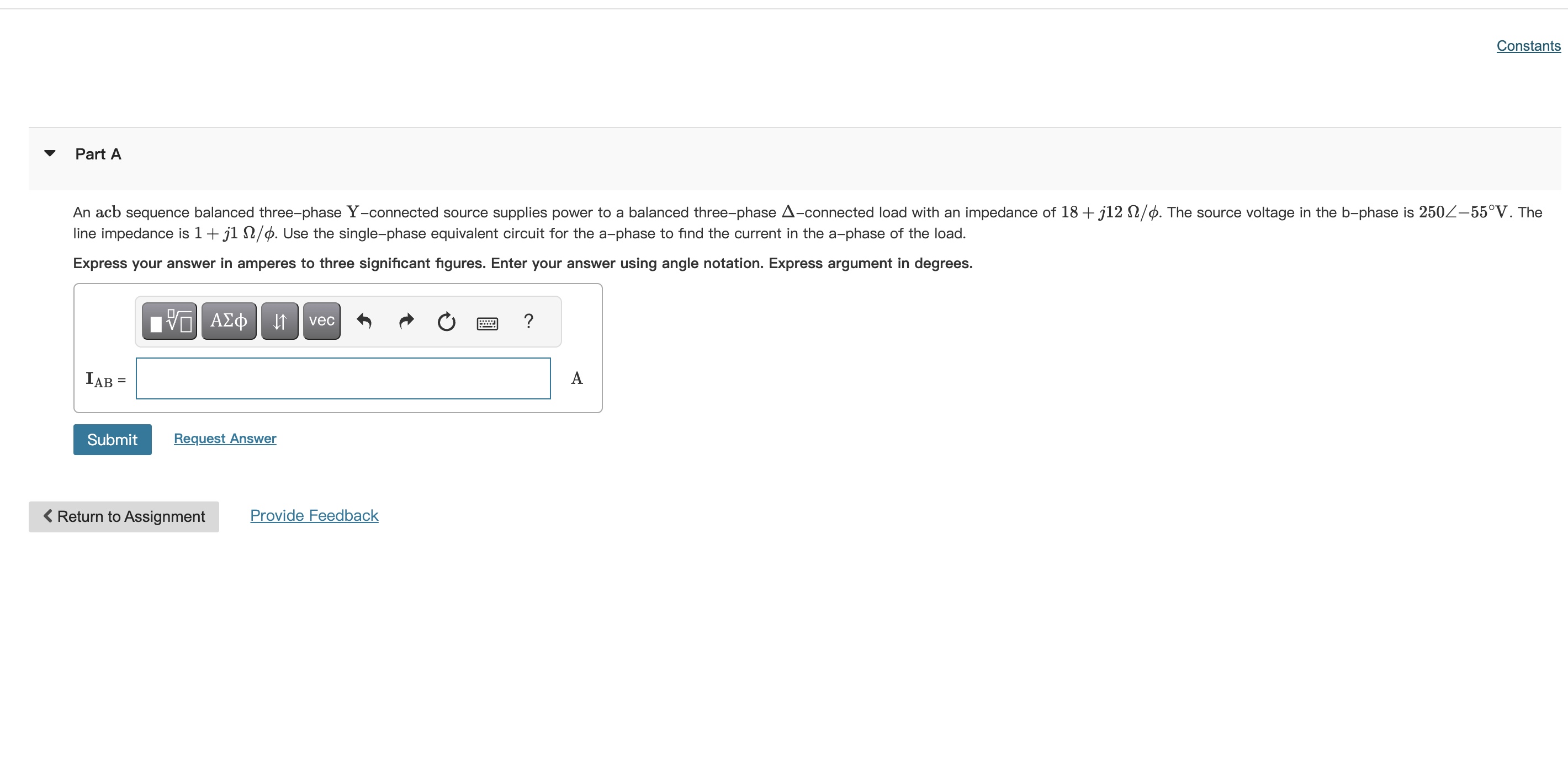 Solved )Part A line impedance is 1+j1Ωφ. ﻿Use the | Chegg.com
