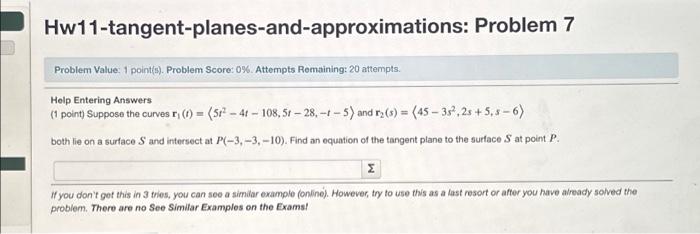 Solved Hw11-tangent-planes-and-approximations: Problem 7 | Chegg.com