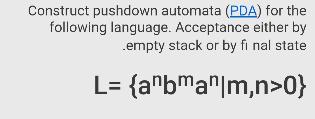 Solved Construct pushdown automata (PDA) for the following | Chegg.com