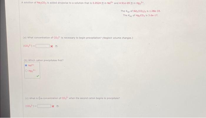 Solved A solution of Na2CO3 is added dropwise to a solution | Chegg.com