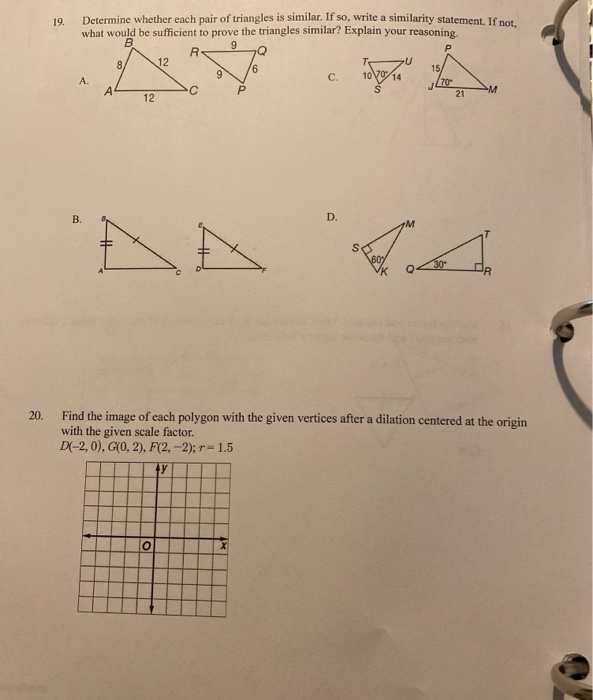 Solved 19. Determine whether each pair of triangles is | Chegg.com