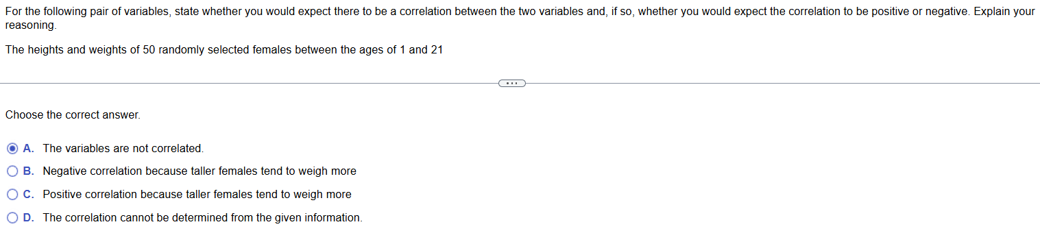 Solved For the following pair of variables, state whether | Chegg.com