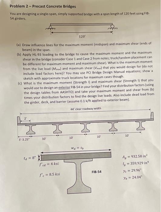 Solved Problem 2 - Precast Concrete Bridges You are | Chegg.com
