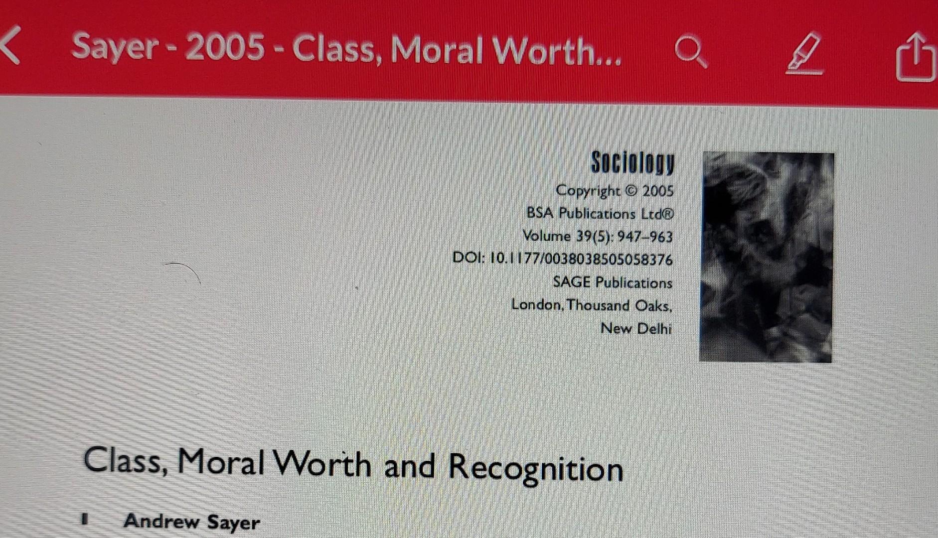 Class, Moral Worth and Recognition | Chegg.com