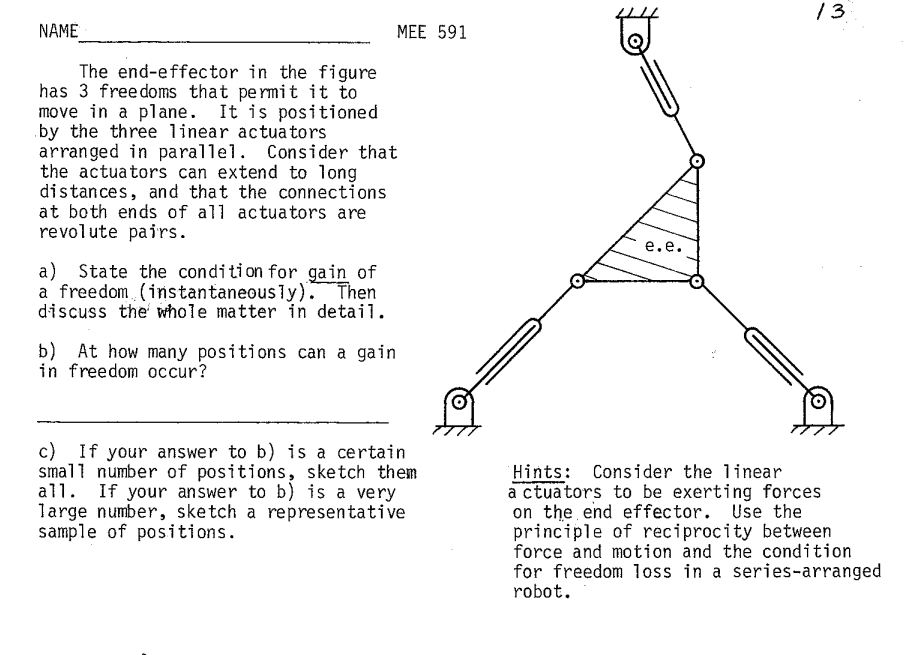 Solved The end-effector in the figure has 3 ﻿freedoms that | Chegg.com