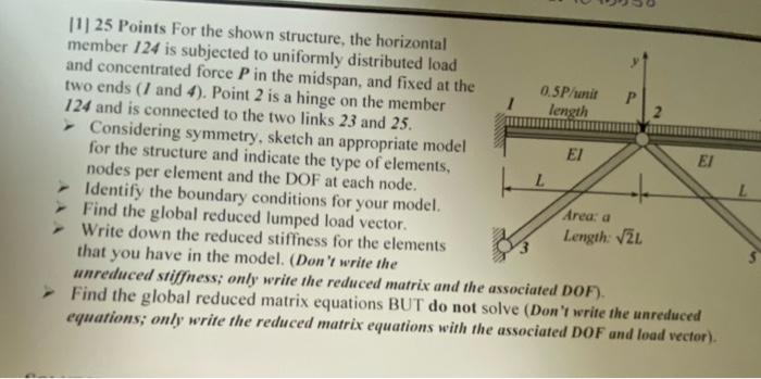 [1] 25 Points For the shown structure, the horizontal | Chegg.com