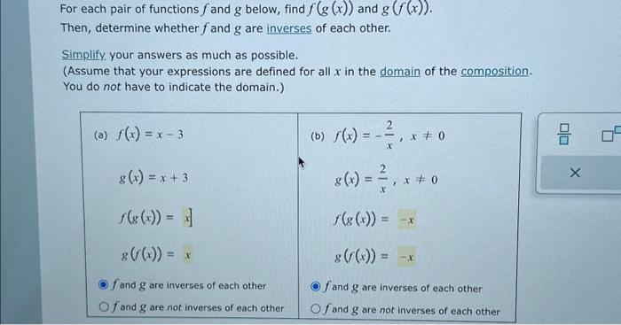 Solved For each pair of functions fand g below, find f(g(x)) | Chegg.com