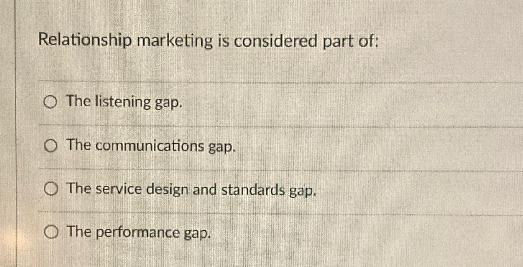 Solved Relationship marketing is considered part of:The | Chegg.com