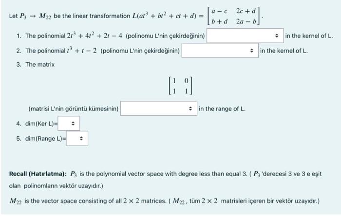 Let P3→M22 be the linear transformation | Chegg.com