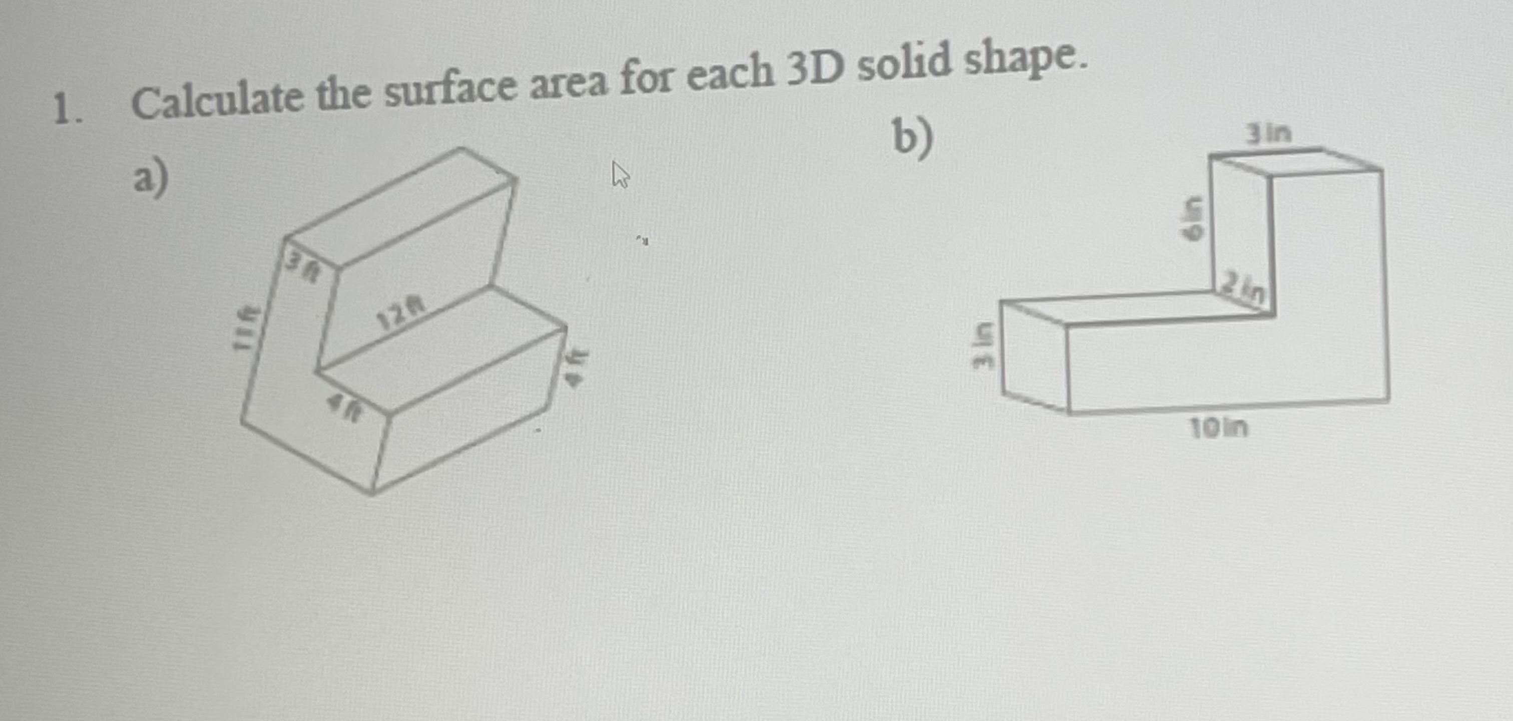 Solved Calculate the surface area for each 3D solid | Chegg.com