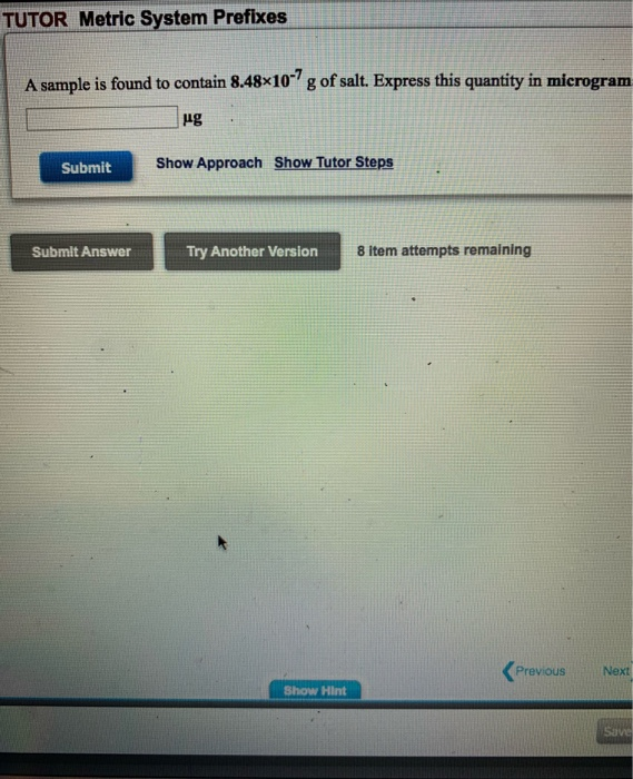 Solved TUTOR Metric System Prefixes A sample is found to | Chegg.com