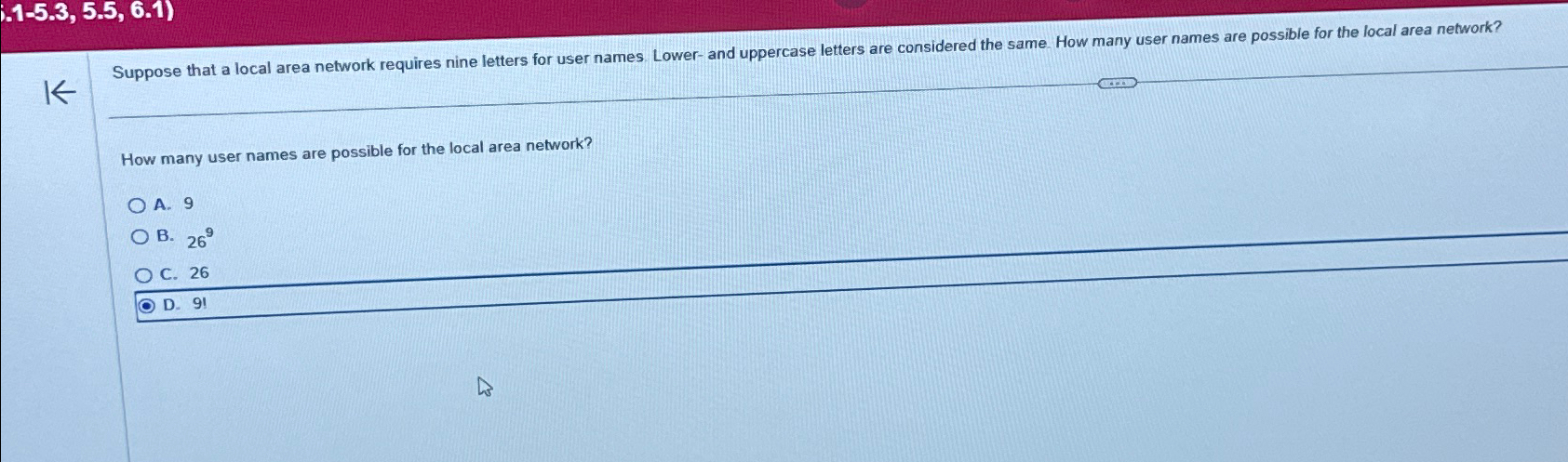 Solved .1-5.3,5.5,6.1How many user names are possible for | Chegg.com