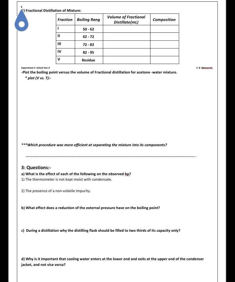 1: Simple Distillation of Pure Acetone:- -Boiling | Chegg.com