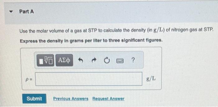 Solved Use the molar volume of a gas at STP to calculate the | Chegg.com