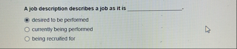 Solved A job description describes a job as it is desired | Chegg.com