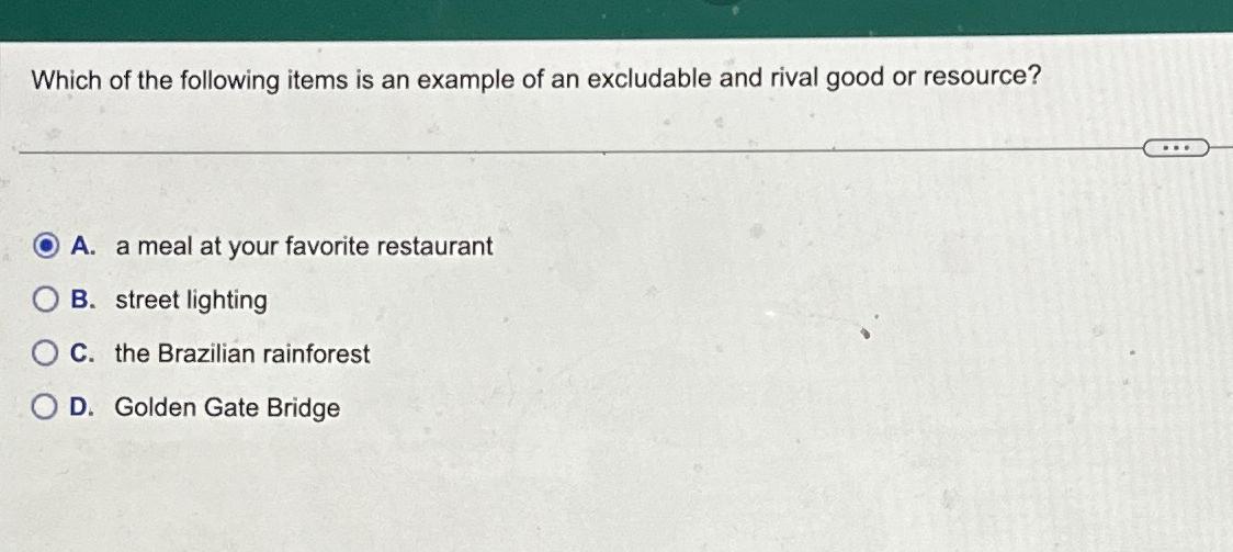 Solved Which of the following items is an example of an | Chegg.com