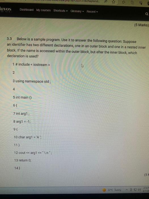 Solved 3.1 Below is a sample program. Use it to answer the | Chegg.com