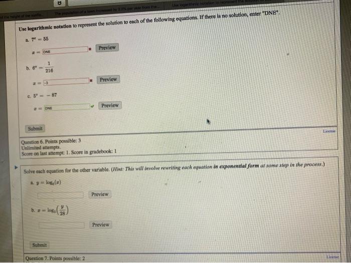 Solved D be Use logarithmic notation to represent the | Chegg.com
