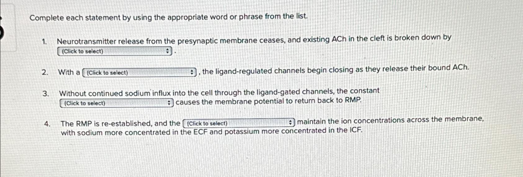 Solved Complete each statement by using the appropriate word | Chegg.com
